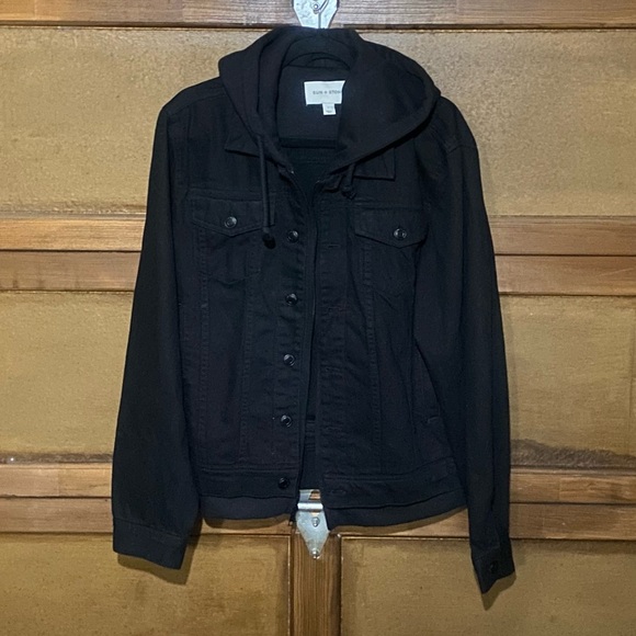 Sun + Stone | Jackets & Coats | Sun Stone Midnight Black Hooded Jacket ...